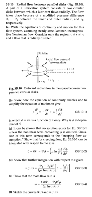 Solved B10 Radial Flow Between Parallel Disks Fig 3b10