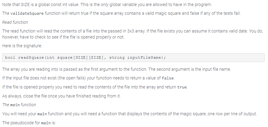 Solved Part 2 you will determine if a magic square is valid | Chegg.com