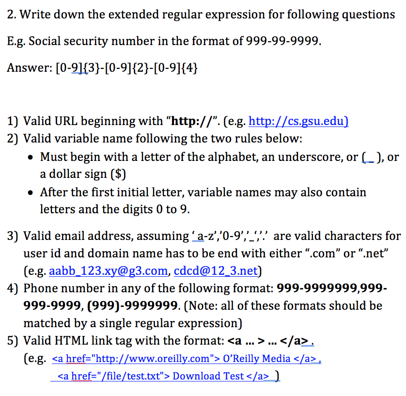 Solved Write down the extended regular expression for | Chegg.com