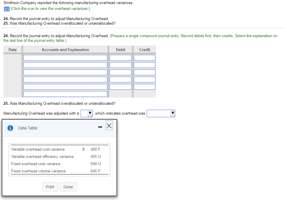 Solved Smithson Company reported the following manufacturing | Chegg.com