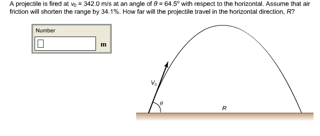 Solved A projectile is fired at v0 = 342.0 m/s at an angle | Chegg.com