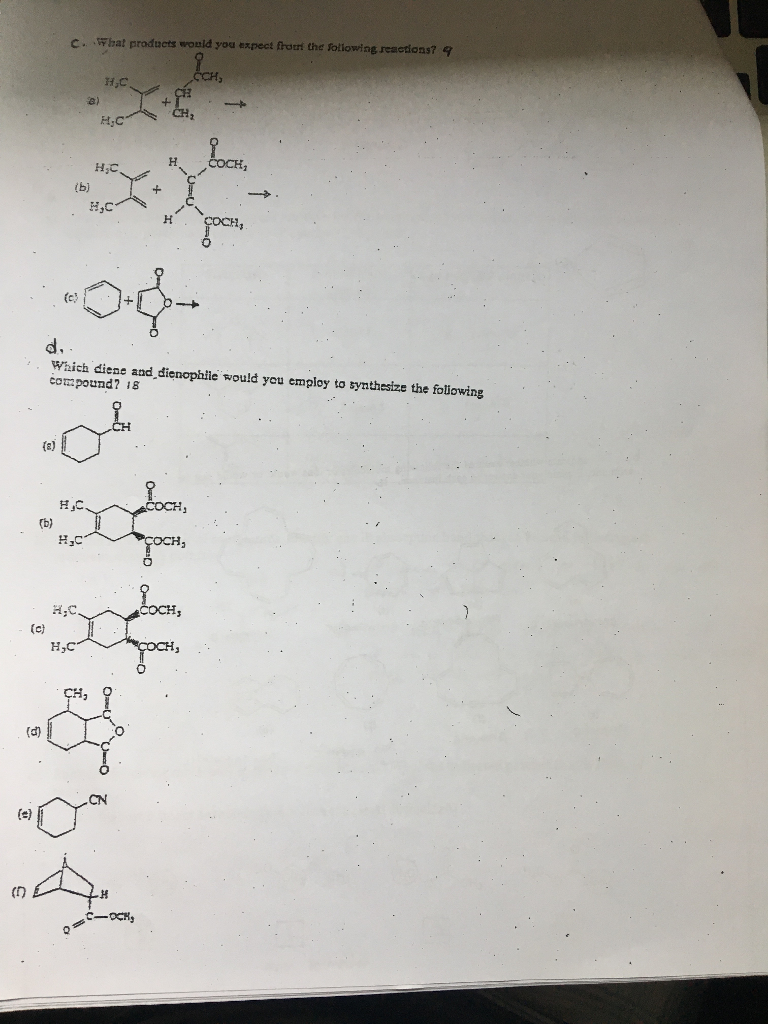 Solved What products would you expect from the following | Chegg.com
