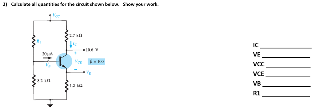 Solved Calculate all quantities for the circuit shown below. | Chegg.com