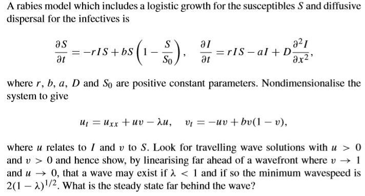 Solved A rabies model which includes a logistic growth for | Chegg.com