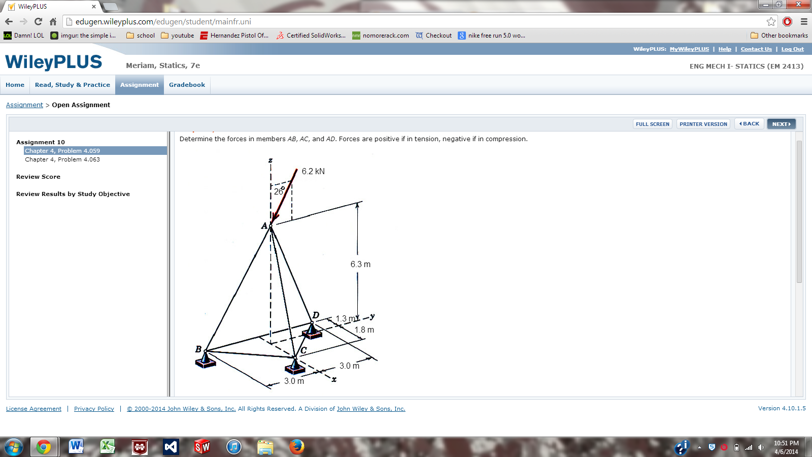 Solved Determine The Forces In Members Ab Ac And Ad