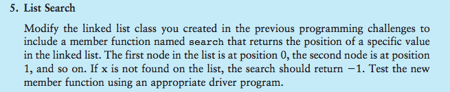 Solved In c++ List Search Modify the linked list class you | Chegg.com