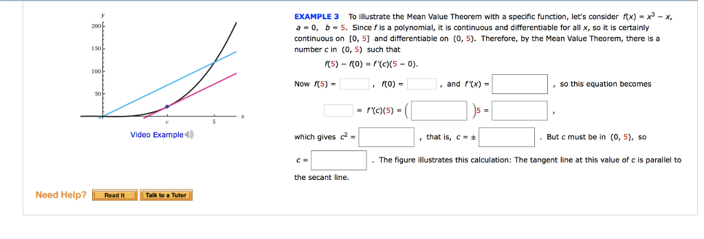 Solved EXAMPLE 3 To illustrate the Mean Value Theorem with a | Chegg.com