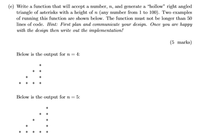 Solved (e) Write a function that will accept a number, n, | Chegg.com