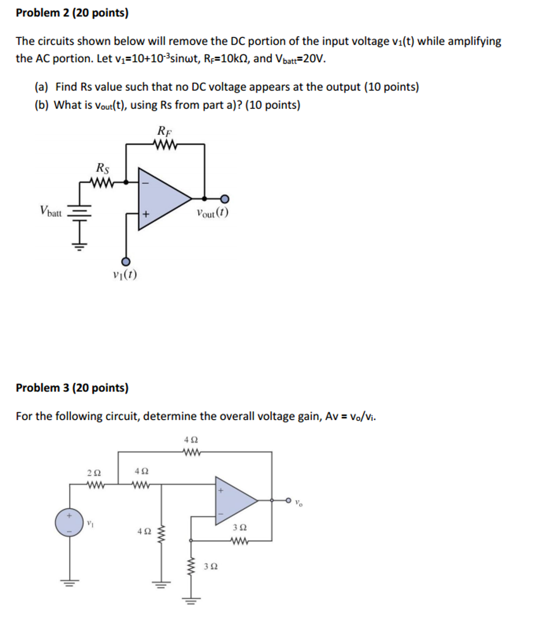 Solved The circuits shown below will remove the DC portion | Chegg.com