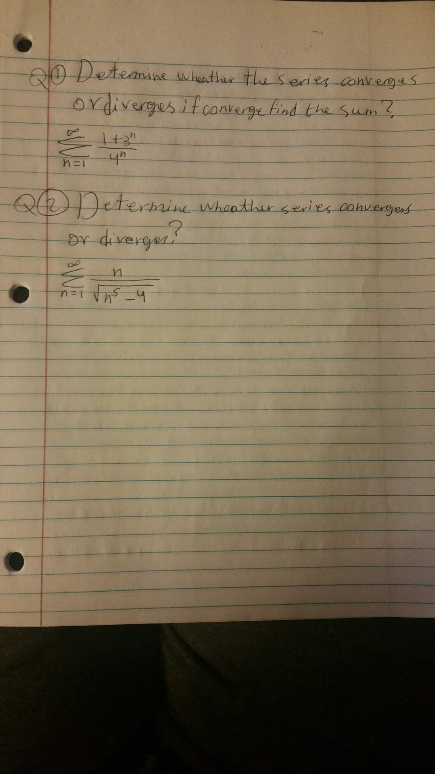 Solved Determine Whether The Series Converges Or Diverges