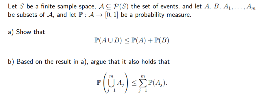 Solved Let S be a finite sample space, AC P(S) the set of | Chegg.com