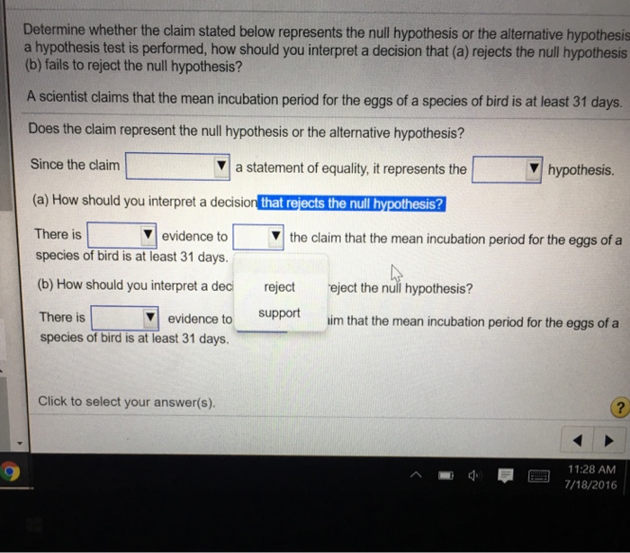 Solved Determine whether the claim stated below represents | Chegg.com