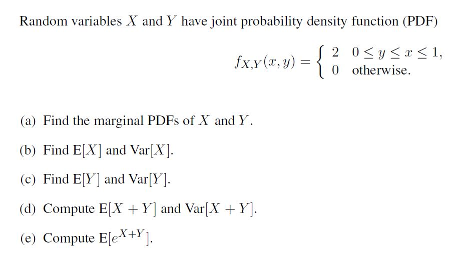 Solved Random variables X and Y have joint probability | Chegg.com