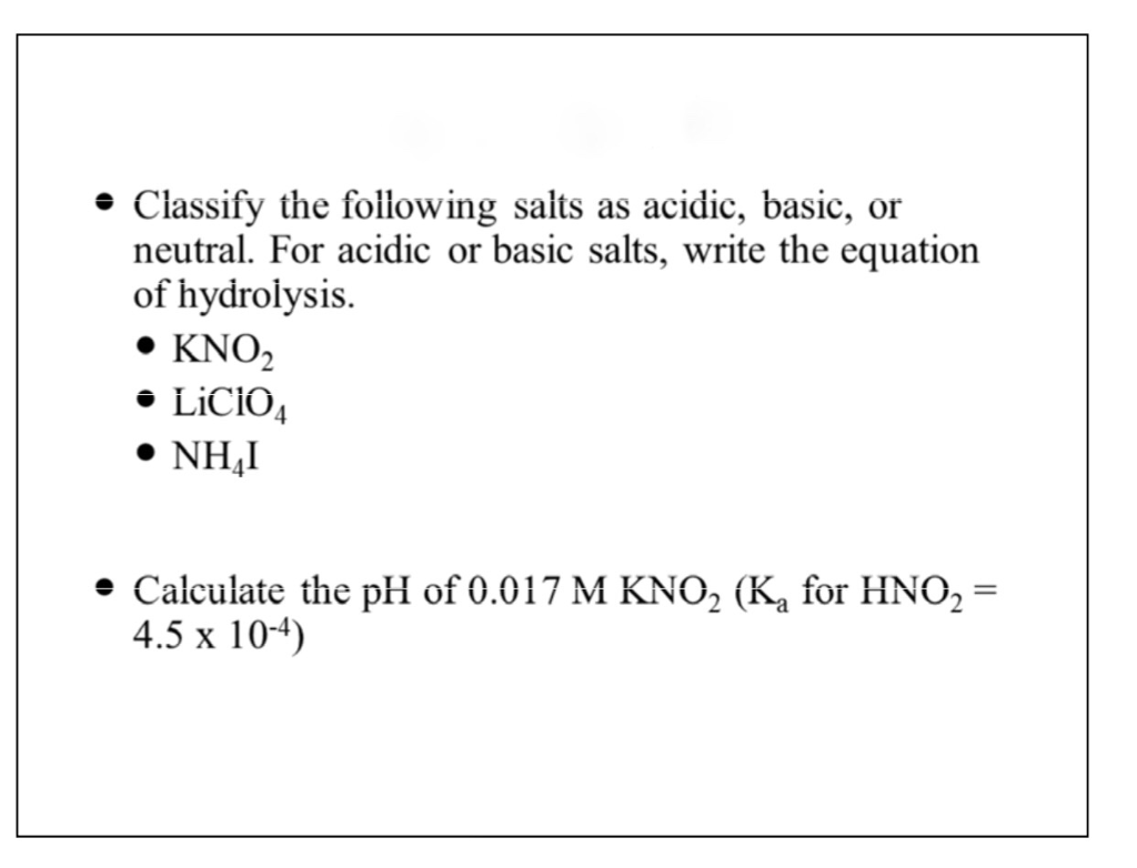 Solved Classify the following salts as acidic, basic, or | Chegg.com