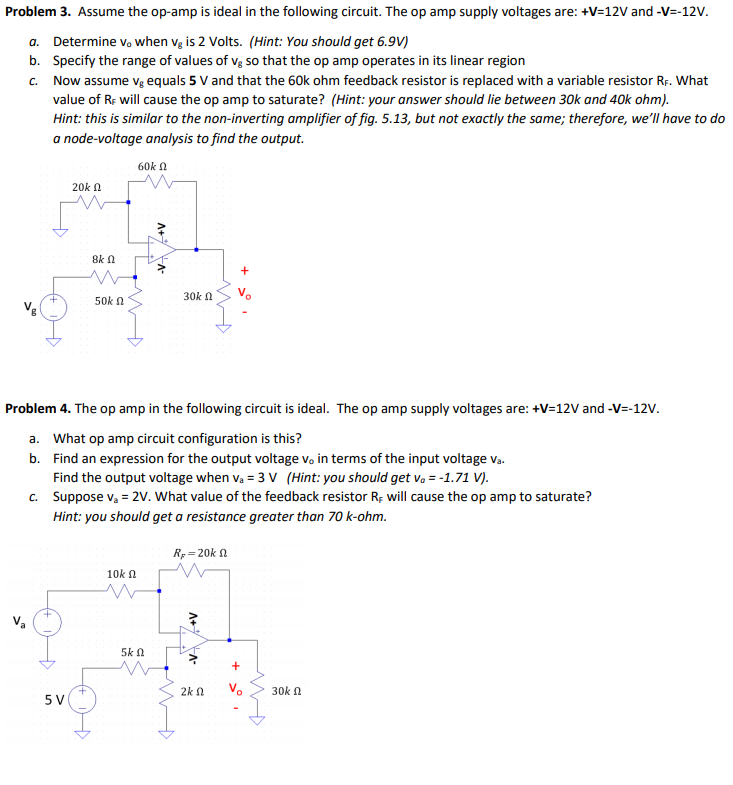 Solved Problem 3. Assume the op-amp is ideal in the | Chegg.com