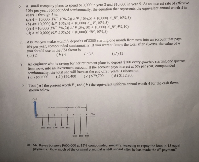 Solved A small company plans to spend $10,000 in year 2 and | Chegg.com