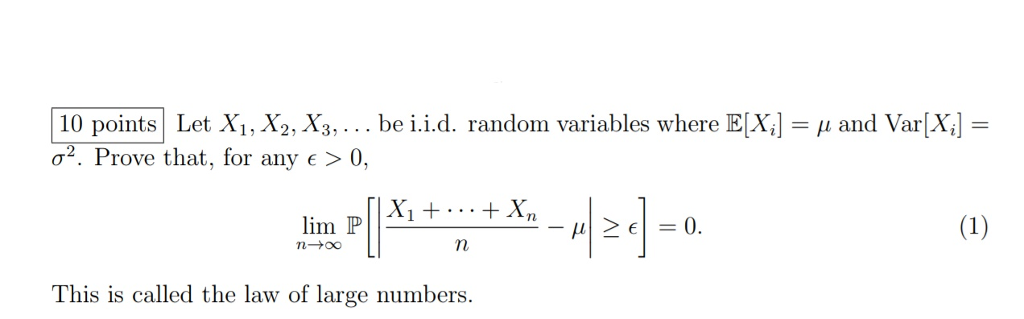 Solved 10 points Let Xi, X2, X3, . . . be i.id. random | Chegg.com