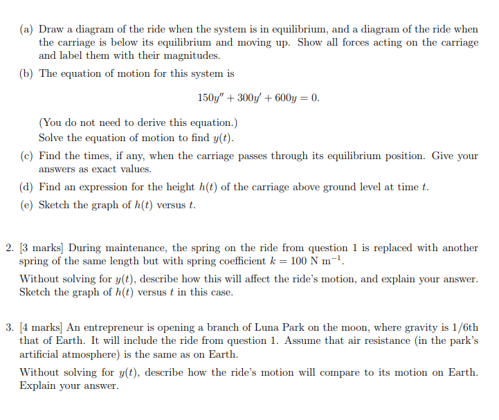 Solved 1. [18 marks] A ride at the Luna Park amusement park | Chegg.com