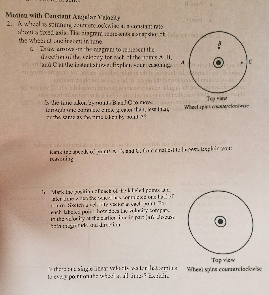 Solved a i Motion with Constant Angular Velocity 2. A wheel | Chegg.com