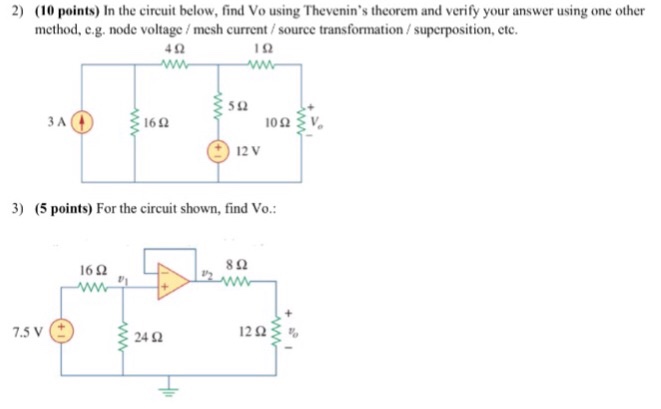 Solved In the circuit below, find Vo using Thevenin's | Chegg.com