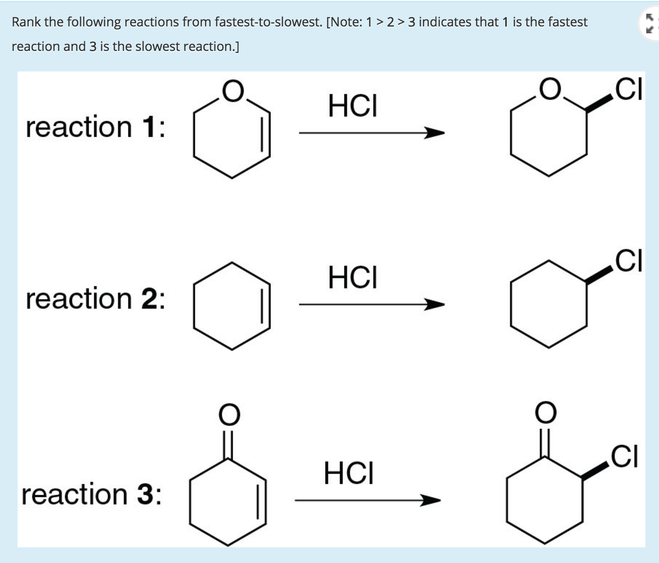 Solved Rank the following reactions from | Chegg.com