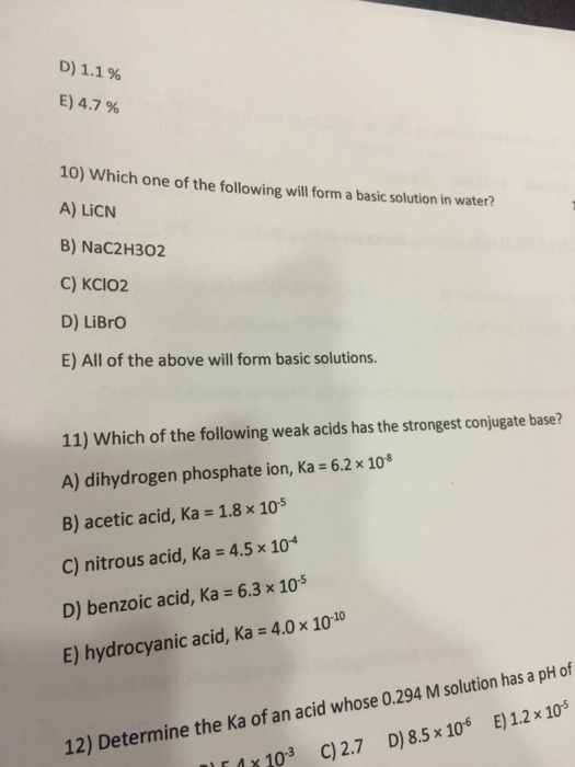 Solved Which one of the following will form a basic solution | Chegg.com