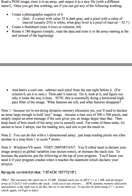 Solved Read a PGM image, store it in an array, and output it | Chegg.com