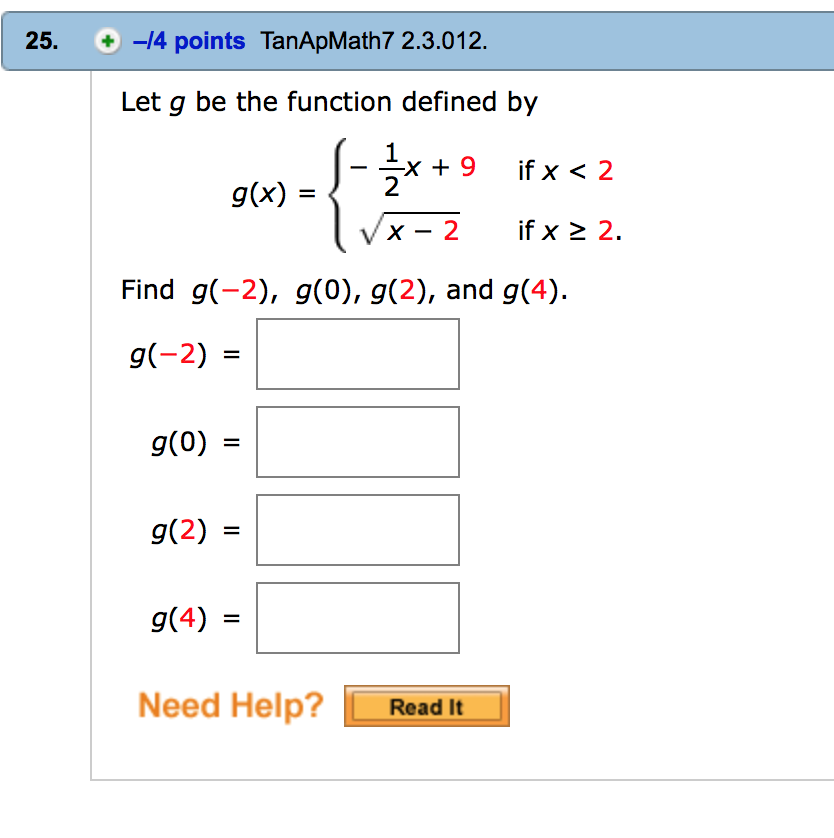 Solved 25. -14 points TanApMath7 2.3.012. Let g be the | Chegg.com