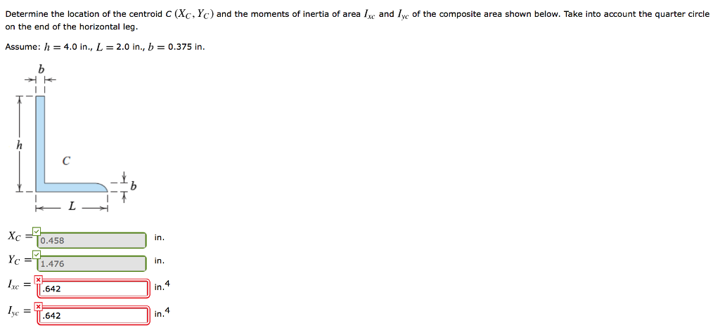 Solved Determine the location of the centroid C (Xc, Yc) and | Chegg.com