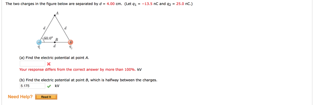 Solved The two charges in the figure below are separated by | Chegg.com