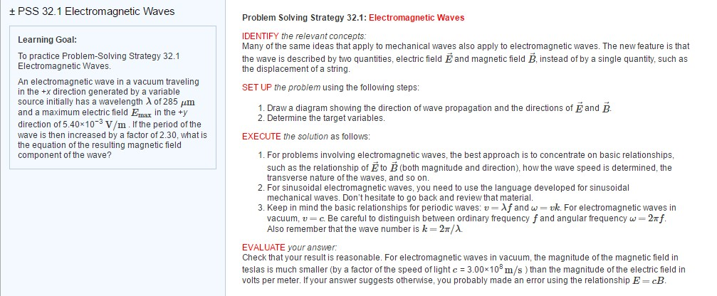 Solved Electromagnetic Waves Learning Goal: To practice | Chegg.com