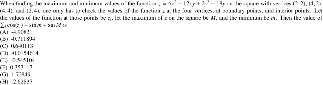 Solved When finding the maximum and minimum values of the | Chegg.com