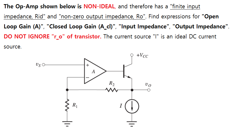Solved For this circuit with non-ideal op-amp, determine | Chegg.com