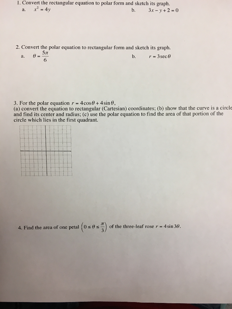 Solved Convert the rectangular equation to polar form and | Chegg.com