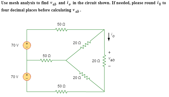 Solved Use mesh analysis to find vab and io in the | Chegg.com