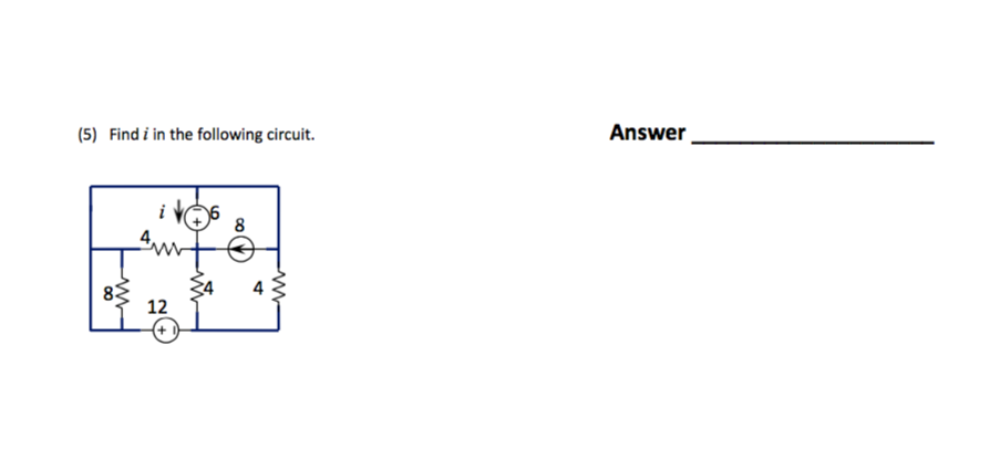 Solved find i in the following circuit using basic KVL, KCL, | Chegg.com