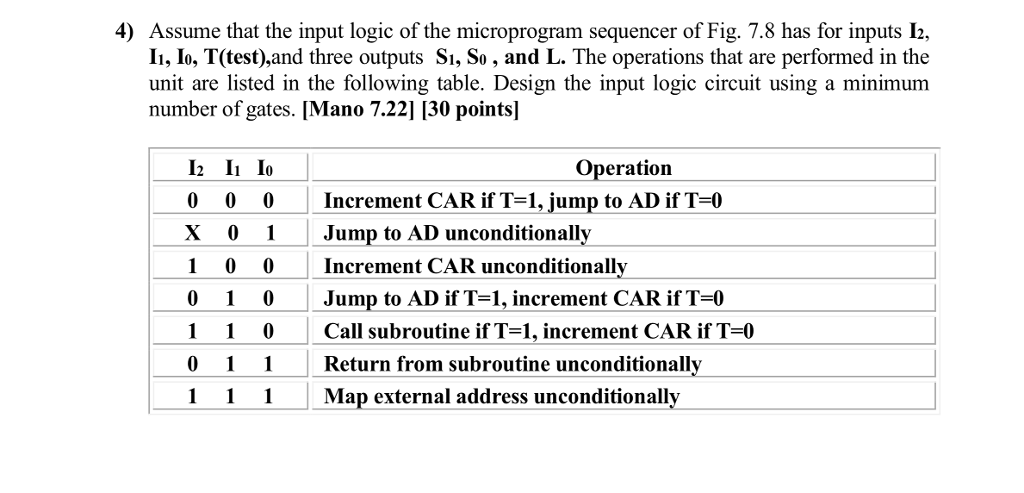 4) Assume that the input logic of the microprogram | Chegg.com