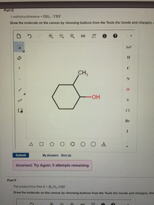 Solved 1-methylcyclohexene + BH_3. THF Draw the molecule on | Chegg.com