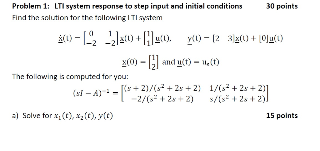 Solved LTI system response to step input and initial | Chegg.com