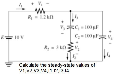 Solved E10 V R2 = 3k Calculate the steady-state values of | Chegg.com