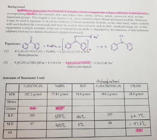 Solved Background Sodium (or potassium) borohydride is a | Chegg.com