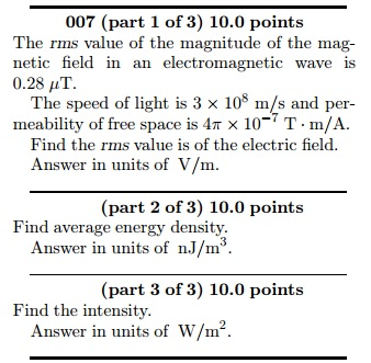 Solved The rms value of the magnitude of the magnetic field | Chegg.com