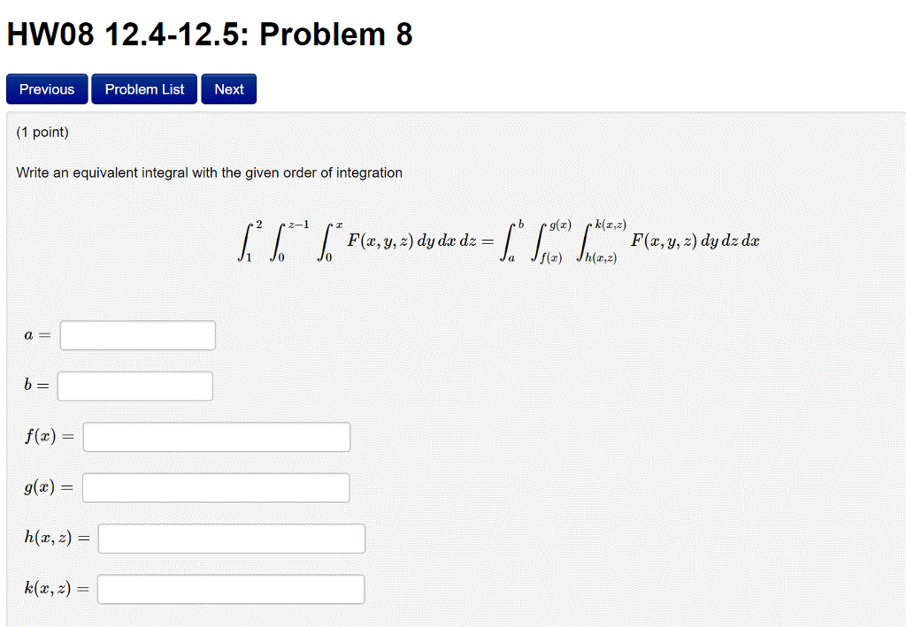 Solved HW08 12.4-12.5: Problem 8 Previous Problem List Next | Chegg.com