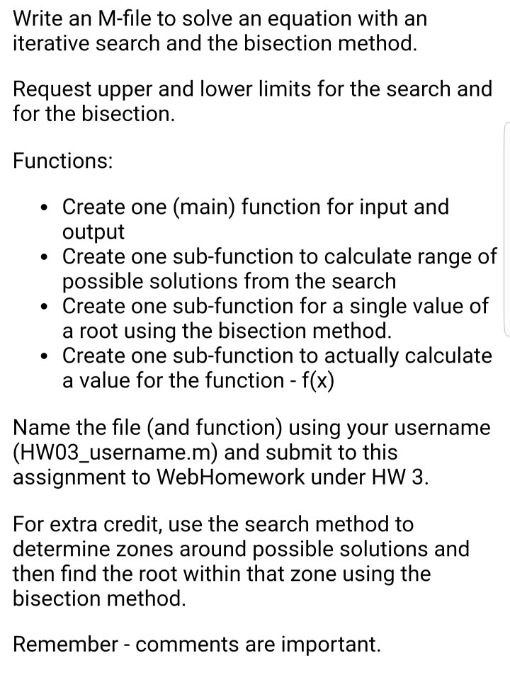 Solved Write an M-file to solve an equation with an | Chegg.com