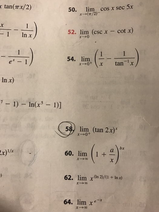 Solved lim_x rightarrow (pi/2)^- cos x sec 5x lim_x | Chegg.com