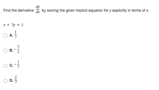Solved Find d by implicit differentiation 31 O B. | Chegg.com