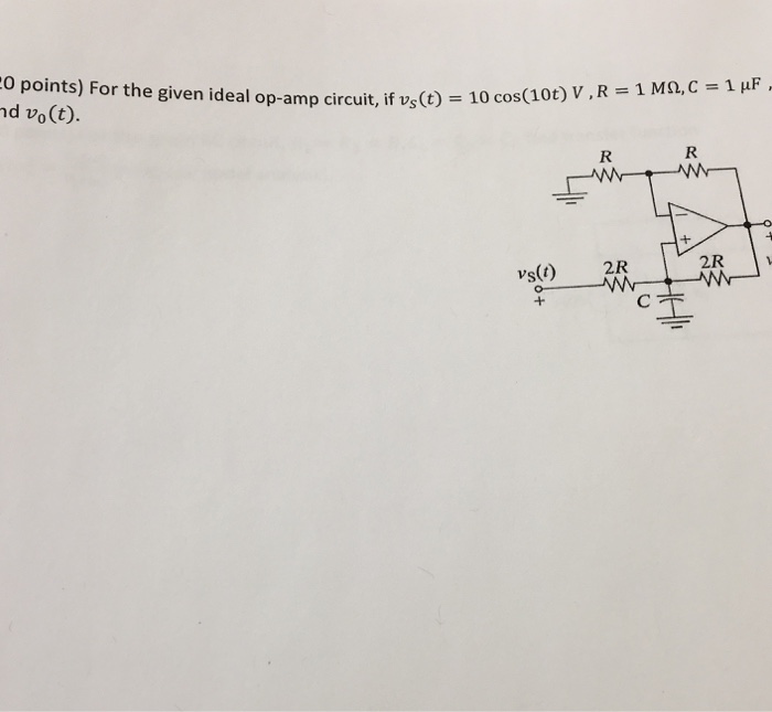 Solved For the given ideal op-amp circuit if Vs = 10cos(10t) | Chegg.com
