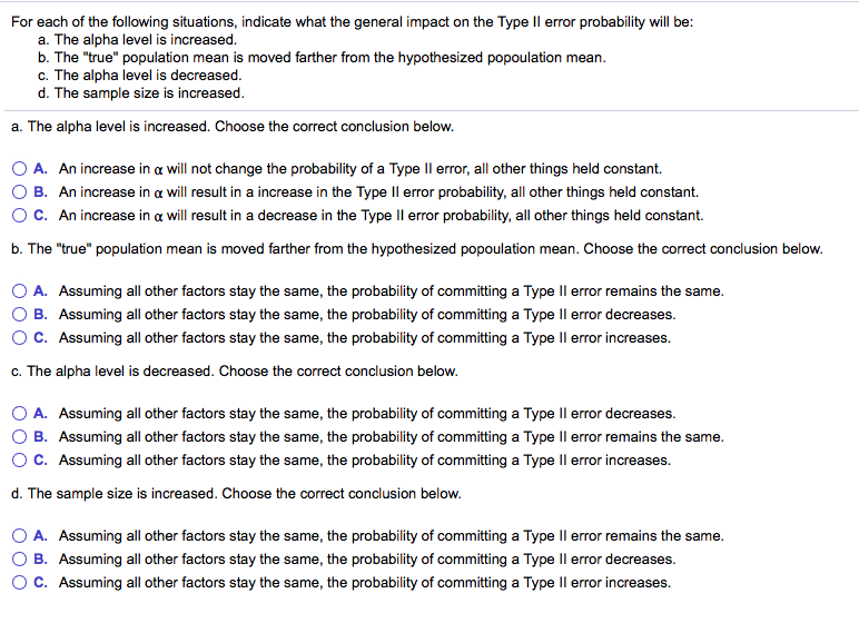 Solved For each of the following situations, indicate what | Chegg.com