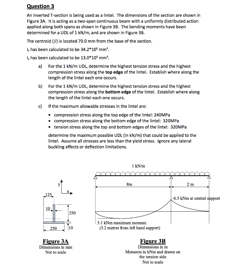 Solved uestion 3 An inverted T-section is being used as a | Chegg.com