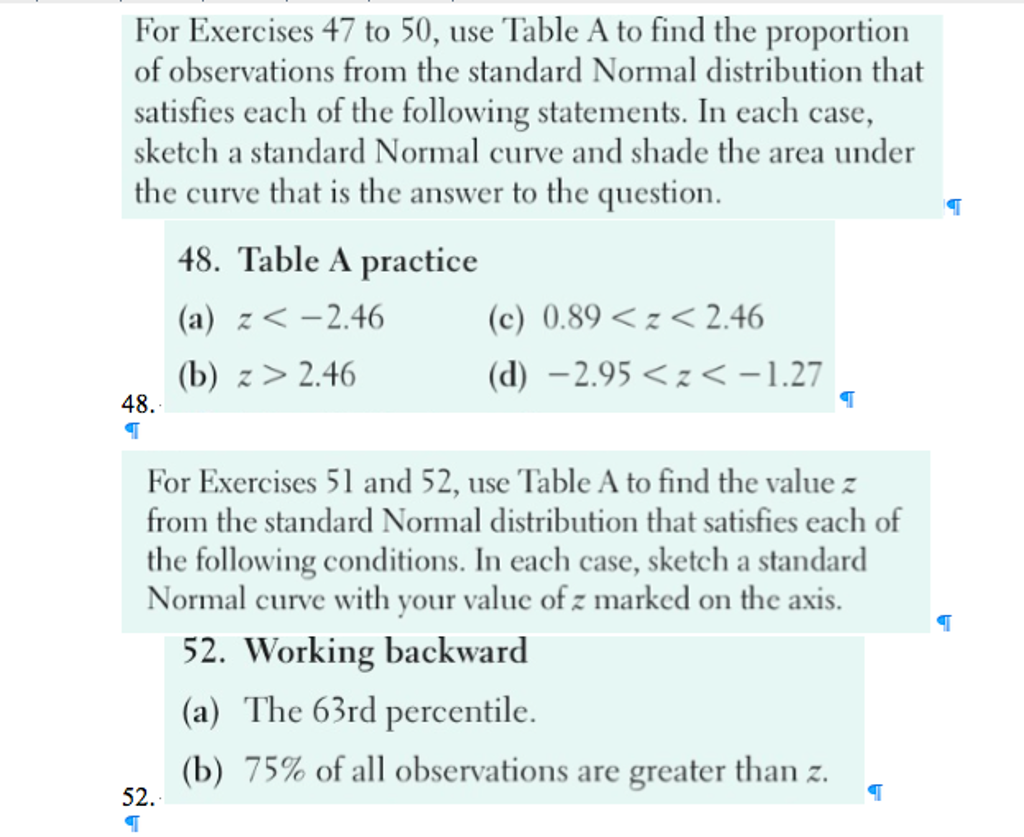 Solved Use Table A to find the proportion of observations | Chegg.com
